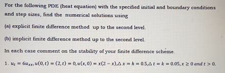 Solved For The Following PDE Heat Equation With The Chegg Com