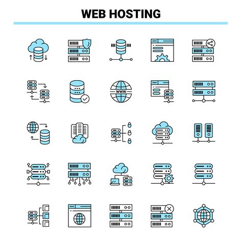 25 Web Hosting Black And Blue Icon Set Creative Icon Design And Logo