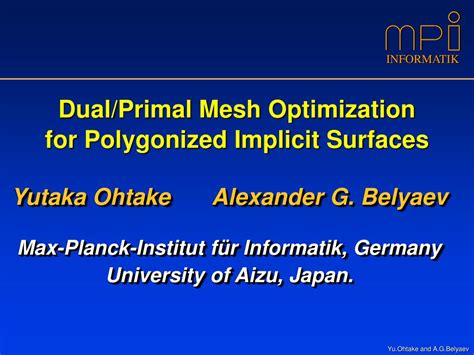 Ppt Dualprimal Mesh Optimization For Polygonized Implicit Surfaces