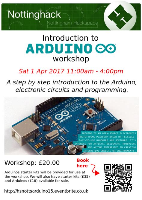 Arduino Workshop Poster Apr 2017 Nottingham Hackspace