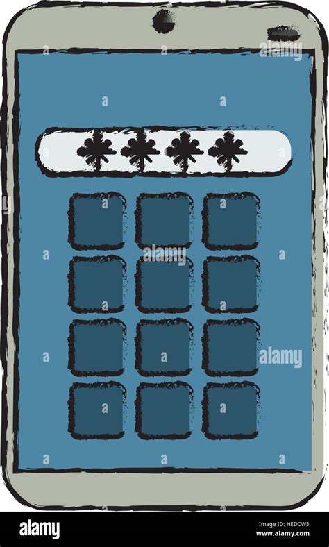Drawing Smartphone Password Security System Technology Stock Vector