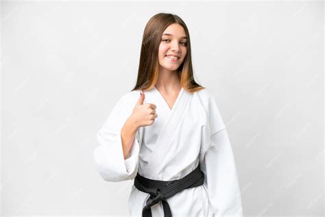 Premium Photo Teenager Girl Doing Karate Over Isolated White