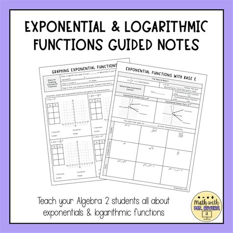 Exponential And Logarithmic Functions Guided Notes Bundle For Algebra 2 Made By Teachers