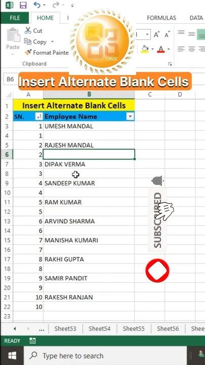 Interview Question Insert Alternate Blank Cells In Excel Shorts Excel Exceltips Msexcel