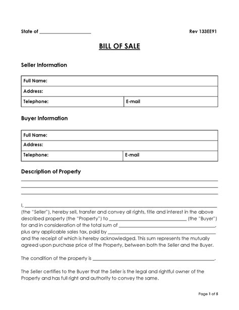 Free North Carolina Nc Car Bill Of Sale Forms Pdf Word
