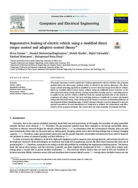 Pdf Regenerative Braking Of Electric Vehicle Using A Modified Direct