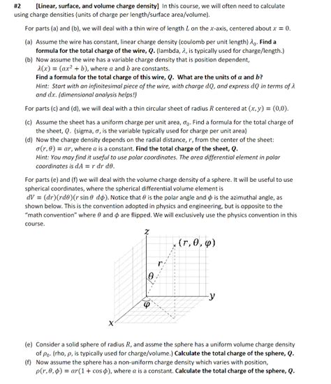 Solved Linear Surface And Volume Charge Density In Chegg
