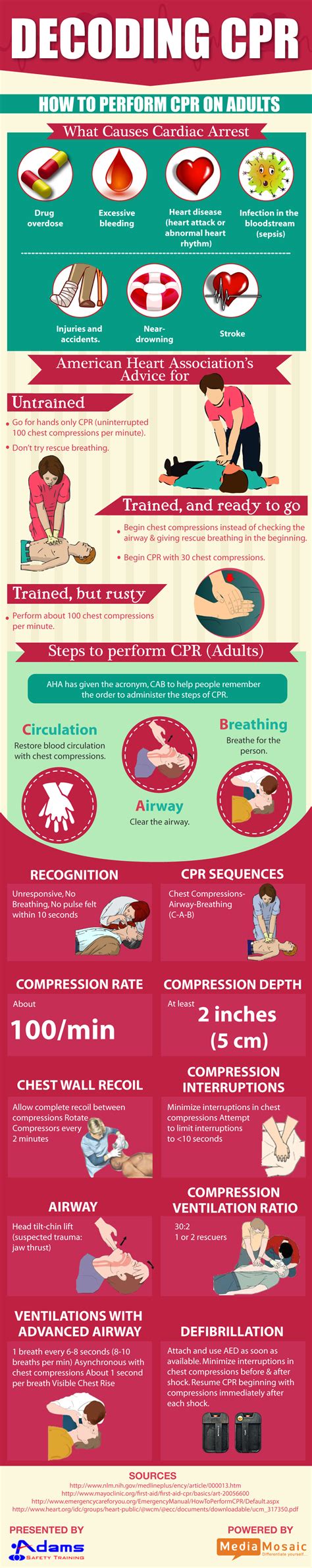 How To Perform Cpr On Adults Infographic Adams Safety Training