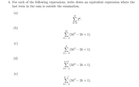 Solved 4 For Each Of The Following Expressions Write Down Chegg Com