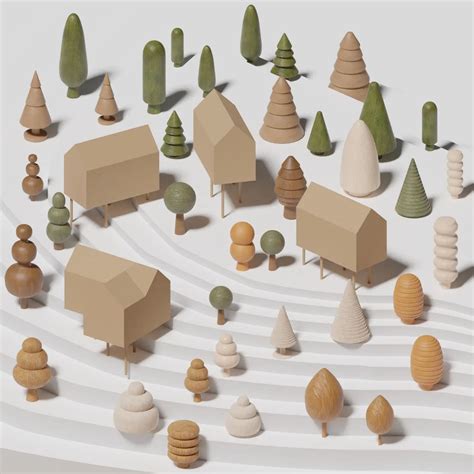 3d Model Physical Model Wooden Trees Toffu Co