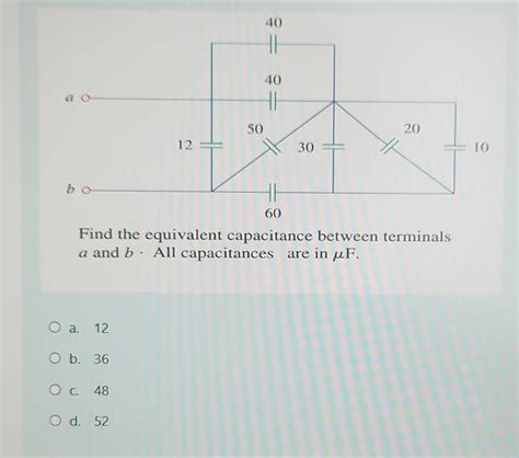 Solved Find The Equivalent Capacitance Between Terminals A