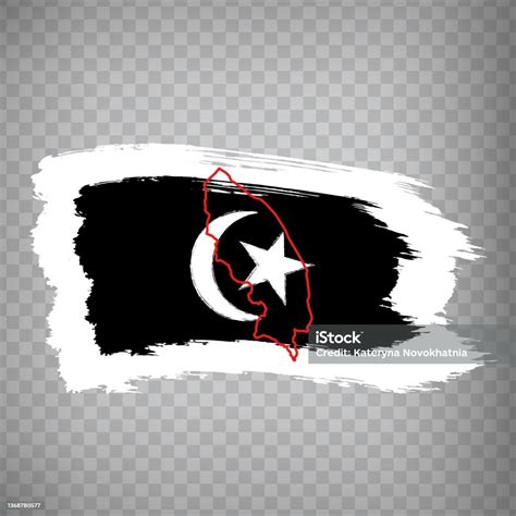 브러시 스트로크에서 테렝가누 주 국기 웹 사이트 디자인 투명 배경에 응용 프로그램에 대한 높은 품질의지도와 플래그 Terengganu 말레이시아 Eps10 0명에 대한 스톡