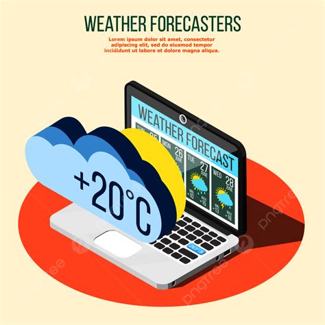 Weather Forecasters Isometric Composition On Orange Circle With Climate