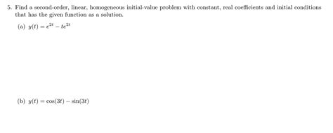 Solved Find A Second Order Linear Homogeneous