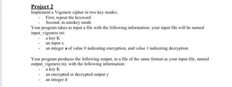 solved project 2 implement a vigenere cipher in two key