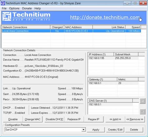 View Technitium MAC Address Changer Screenshot