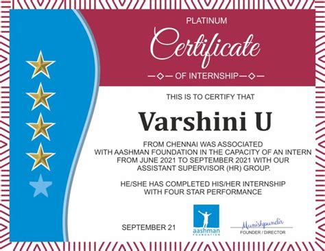 Varshini U On Linkedin Internship Experience Leadership Firstinternship Aashmanfoundation