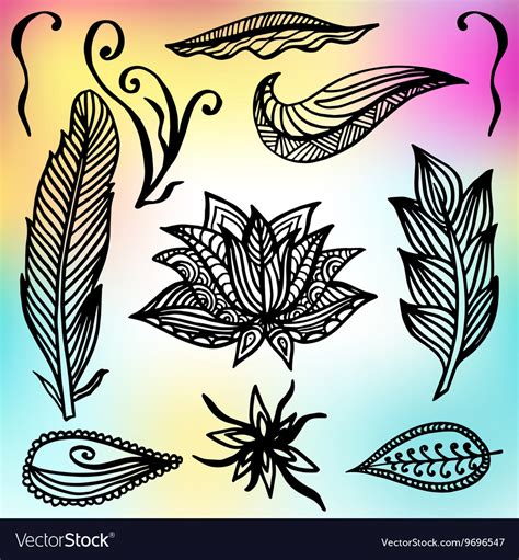 Set Of Ornamental Boho Style Frames And Elements Vector Image