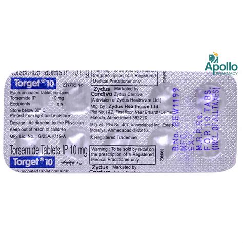 Torget 10 Tablet 10s Price Uses Side Effects Composition Apollo