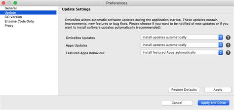 Preferences Omicsbox User Manual