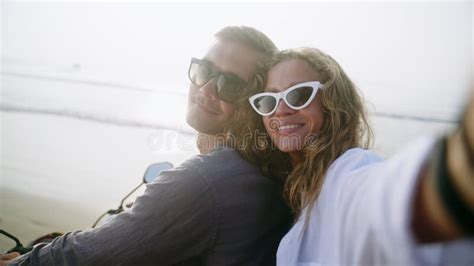 Pov Of Female Travel Blogger Filming Vlog Taking Selfie Photo On