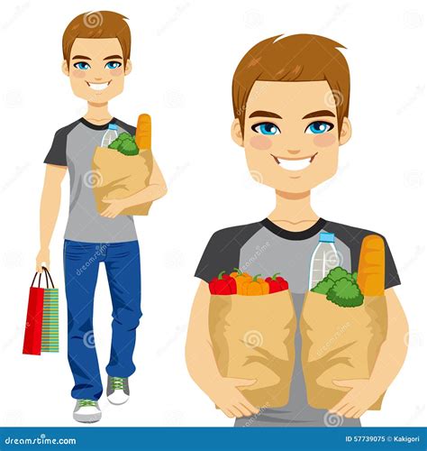Man Carrying Grocery Bag Stock Vector Illustration Of Buying 57739075