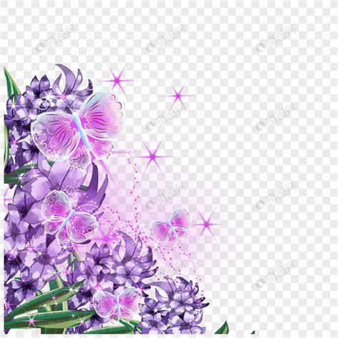 蝴蝶洋红花卉光效样式元素素材下载 正版素材402049438 摄图网