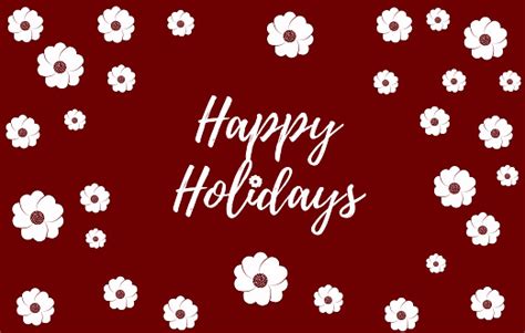 해피 홀리데이 텍스트와 인사말 카드 어두운 빨간 배경에 흰색 꽃의 꽃의 프레임 0명에 대한 스톡 벡터 아트 및 기타 이미지 0명 꽃 나무 꽃 꽃의 구조 Istock