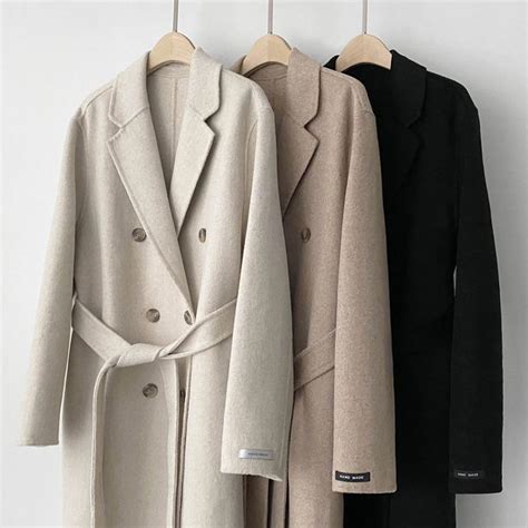 메일리 핸드메이드 울100 양모 오버핏 겨울 울 모직 더블 벨트 여성 여자 롱 코트 아우터 위시버킷