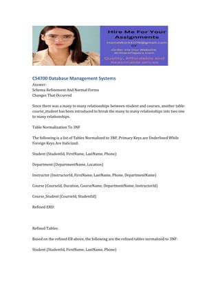 CS4700 Database Management Systems Docx