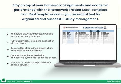 homework tracker excel template best templates