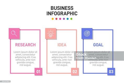 3 단계 연속 화살표 비즈니스 모델의 개념 세 가지 다채로운 그래픽 요소 브로셔 프리젠 테이션에 대한 타임 라인 디자인 인포그래픽 디자인 레이아웃 0명에 대한 스톡 벡터