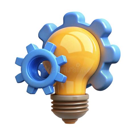 3d Light Bulb With Gears And Cogs Working Together On White Stock Illustration Illustration Of