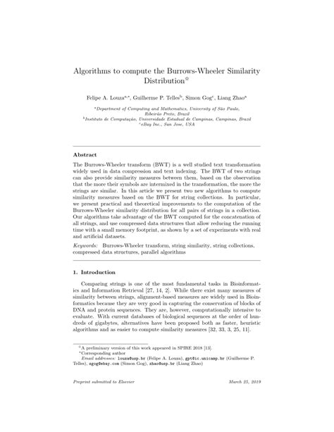 pdf algorithms to compute the burrows wheeler similarity distribution