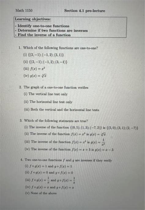 Solved Math 1150 Section 41 Pre Lecture Learning