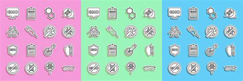 세트 라인 실험실 안경 유전자 변형 사과 중지 Gmo 화학 공식 주사기 생물 위험 기호 박테리아 아이콘 페트리 접시 벡터 0명에 대한 스톡 벡터 아트 및 기타 이미지