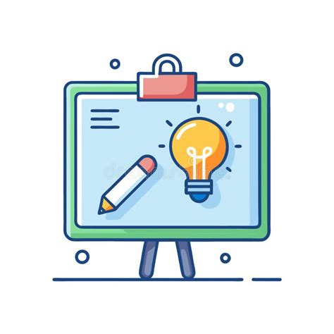 Brainstorming Ideas Flip Chart With Lightbulb And Pencil Illustration Stock Vector