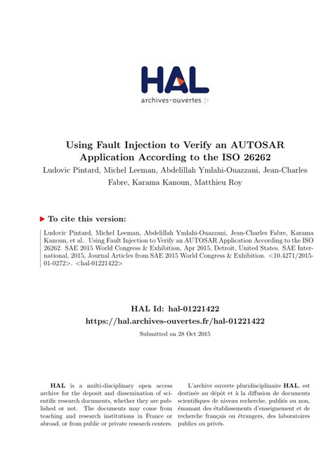 Pdf Using Fault Injection To Verify An Autosar Application According