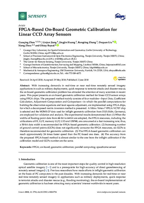 Pdf Fpga Based On Board Geometric Calibration For Linear Ccd Array