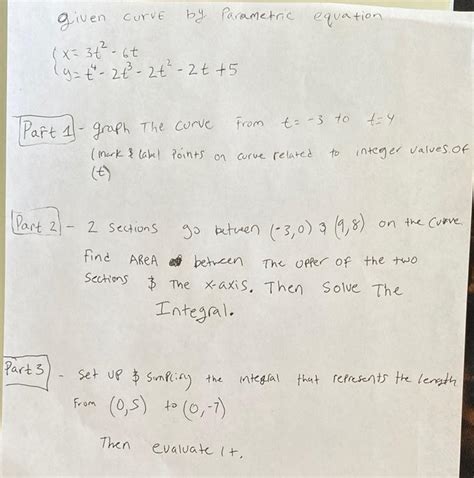 solved given curve by parametric equation x 34² 6t ng t