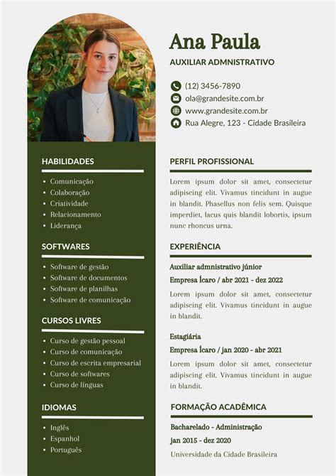 Currículo Profissional Moderno Verde Escuro Resume Design Resume