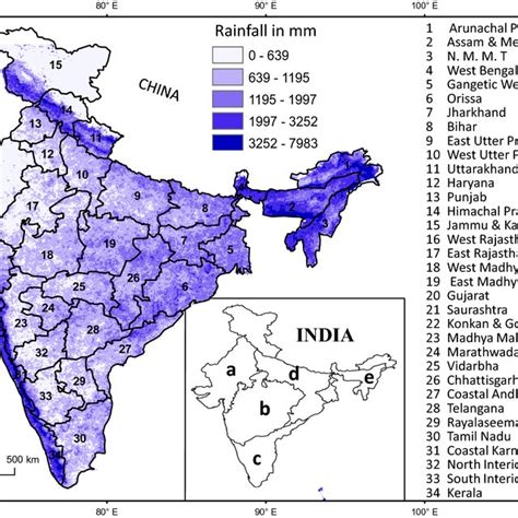 Average Annual Rainfall Over Meteorological Sub Divisions Of India Download Scientific Diagram