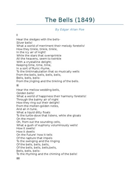 The Bells By Edgar Allan Poe Pdf