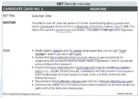 Oet Speaking Template Test 1 [oet For Doctors And Nurses]