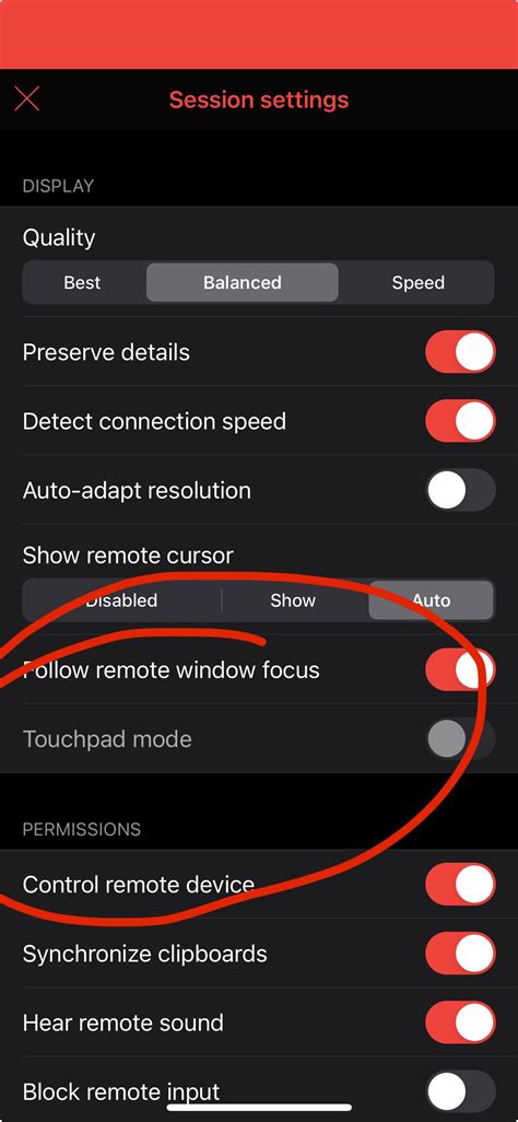 ios touchpad mode grayed out r anydesk