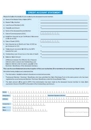 SAMPLE Account Statements In PDF MS Word