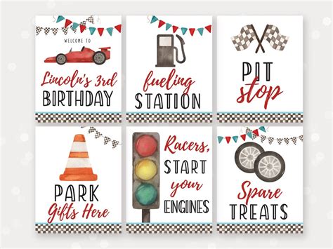 Editable Racing Party Sign Bundle Instant Download Racing Birthday