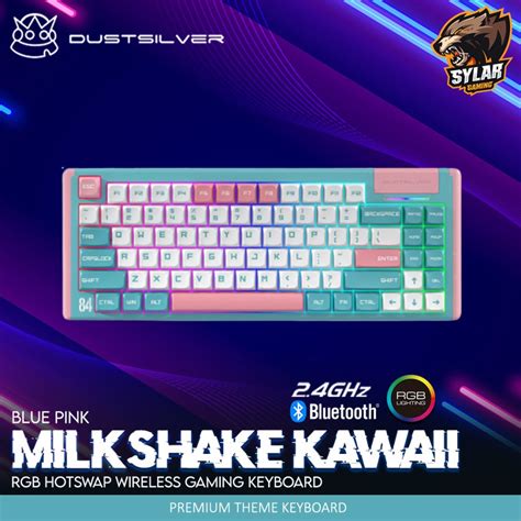 Jual DustSilver Blue Pink Milkshake Kawaii Hotswap Wireless Gaming Keyboard Shopee Indonesia