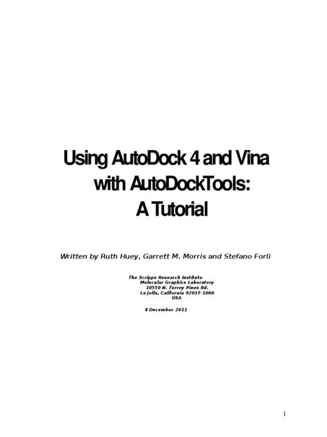 Using Autodock 4 And Vina With Autodocktools A Tutorial Written By