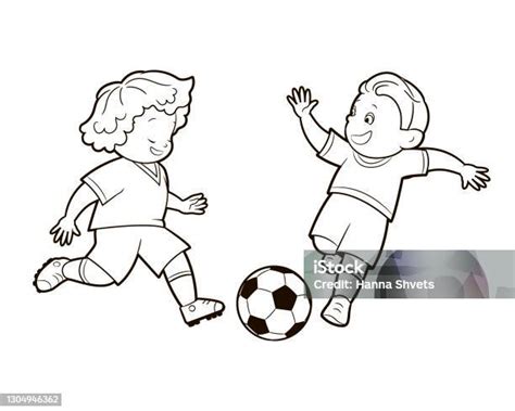 색칠 공부 남자 소년 미래의 축구 선수는 축구 공을 가지고 놀고있다 만화 스타일의 벡터 일러스트레이션 고립된 흑백 선 아트 건강한 생활방식에 대한 스톡 벡터 아트 및 기타